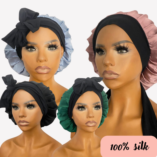 Silk hair bonnet, Boldiva silk night caps for sleeping, curly hair ...