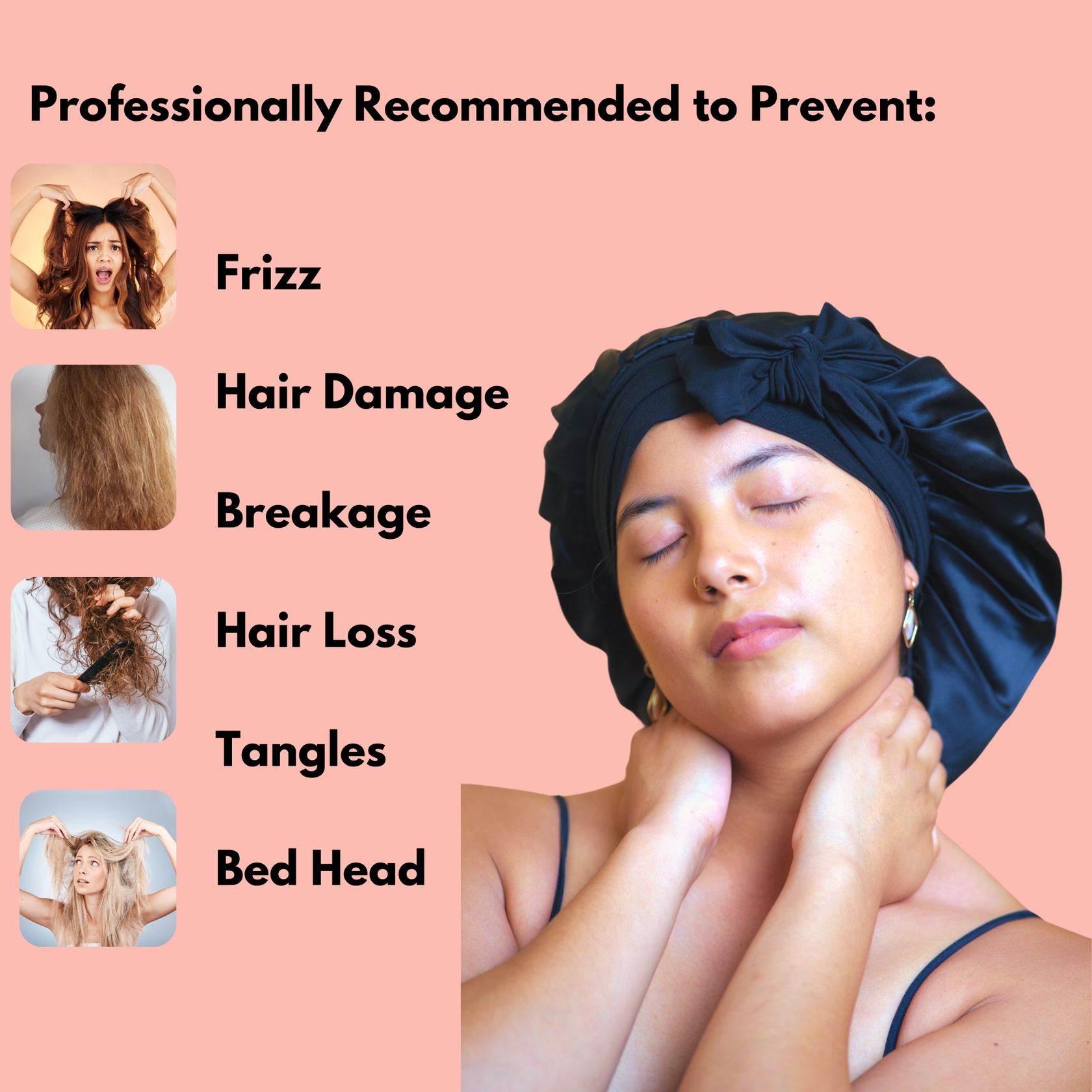 Silk hair bonnet, Boldiva silk night caps for sleeping, curly hair ...